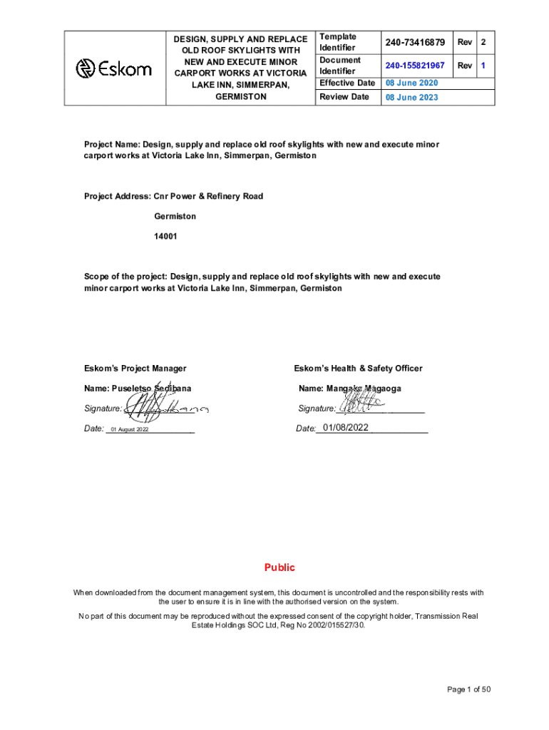 Fillable Online Design and Minor Carport Works at Victoria Lake Inn ...