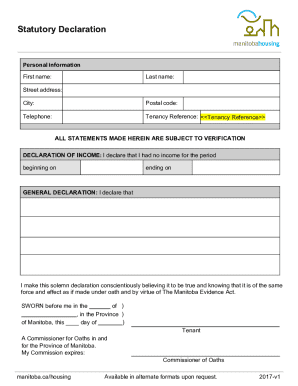 Fillable Online Statutory Declaration of Income (2017) - Manitoba Fax ...