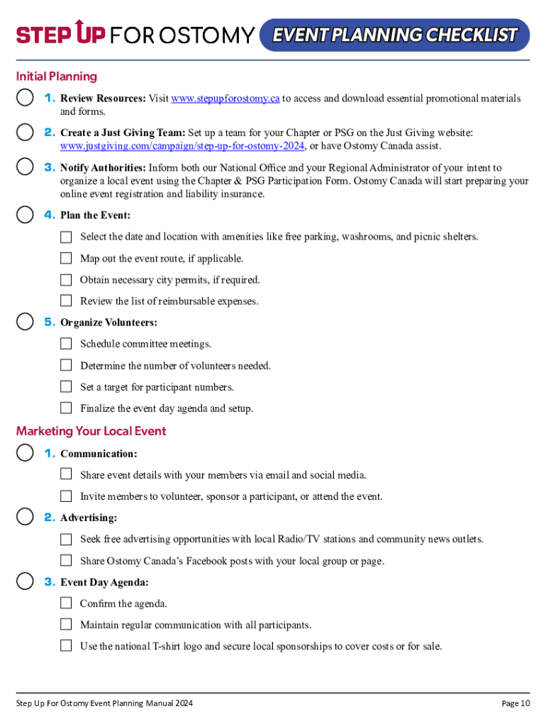 Fillable Online Step up for Ostomy Event Planning Manual 2024 - Guide ...