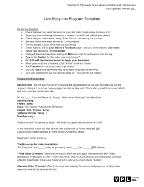 Fillable Online 2021 Live Storytime Program Template for Engaging Kids ...