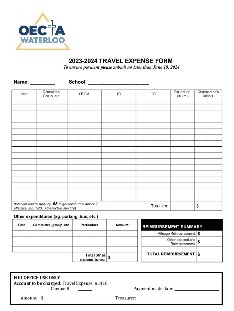Fillable Online Travel Expense Claim Procedure Fax Email Print - pdfFiller