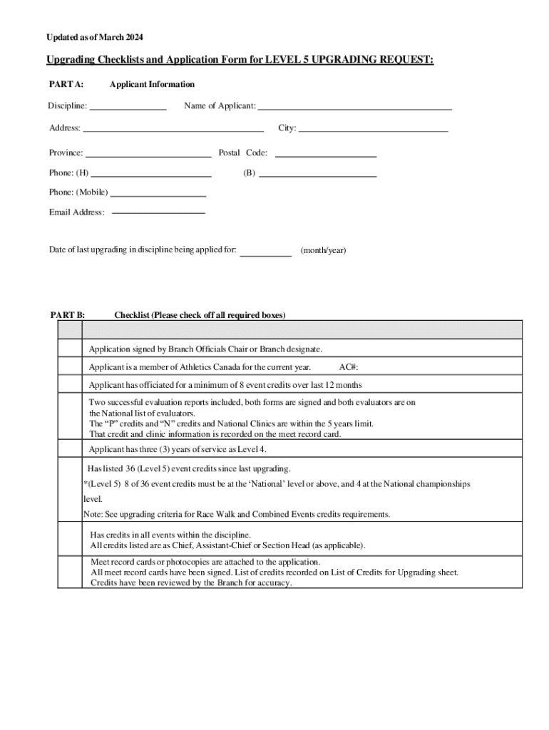 Fillable Online Level 5 Upgrading Request Application Form - 2024 Fax ...