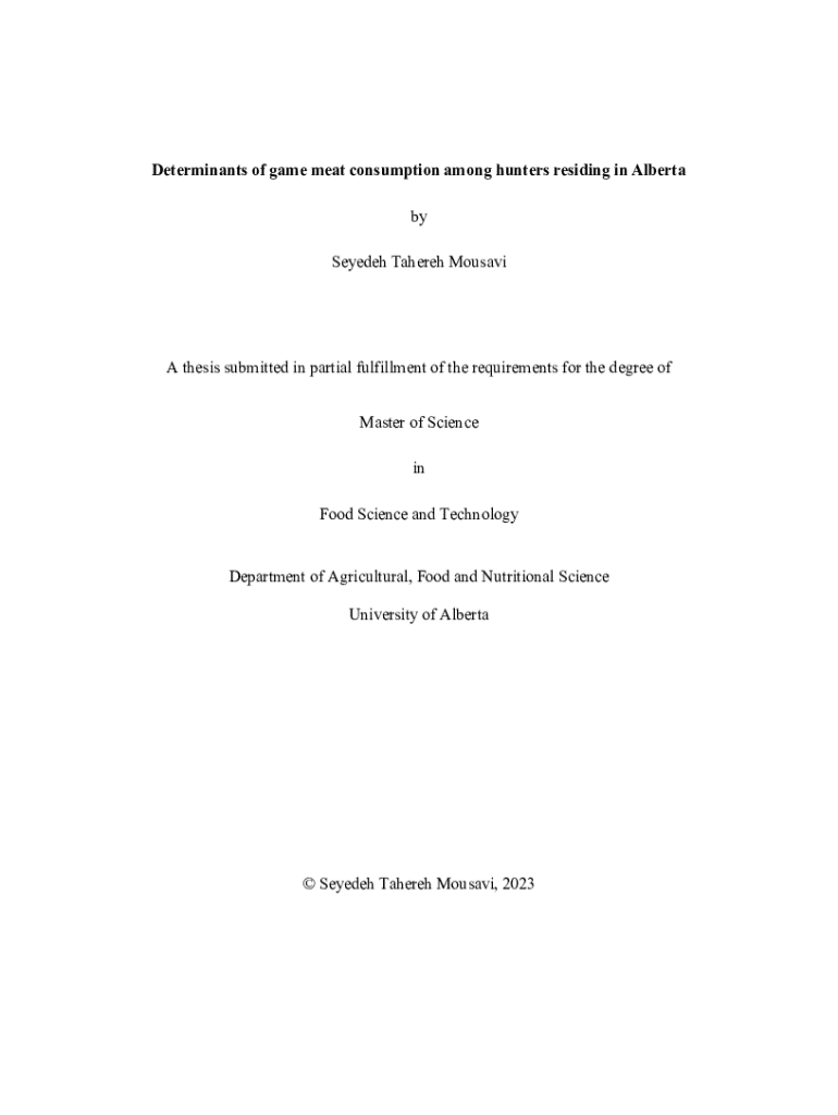 Fillable Online Determinants of game meat consumption among hunters ...