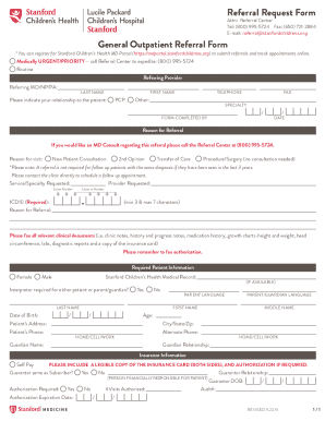 Fillable Online Urgent General Outpatient Referral Form 2023 - Stanford ...