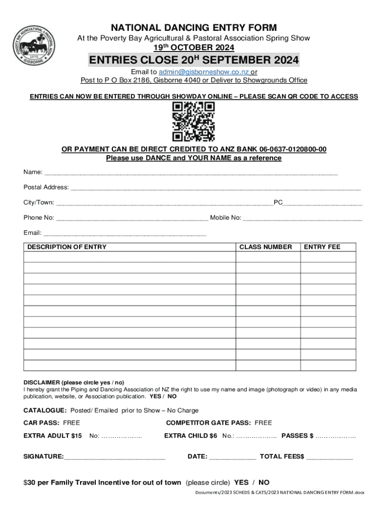 Fillable Online national dancing entry form Fax Email Print - pdfFiller