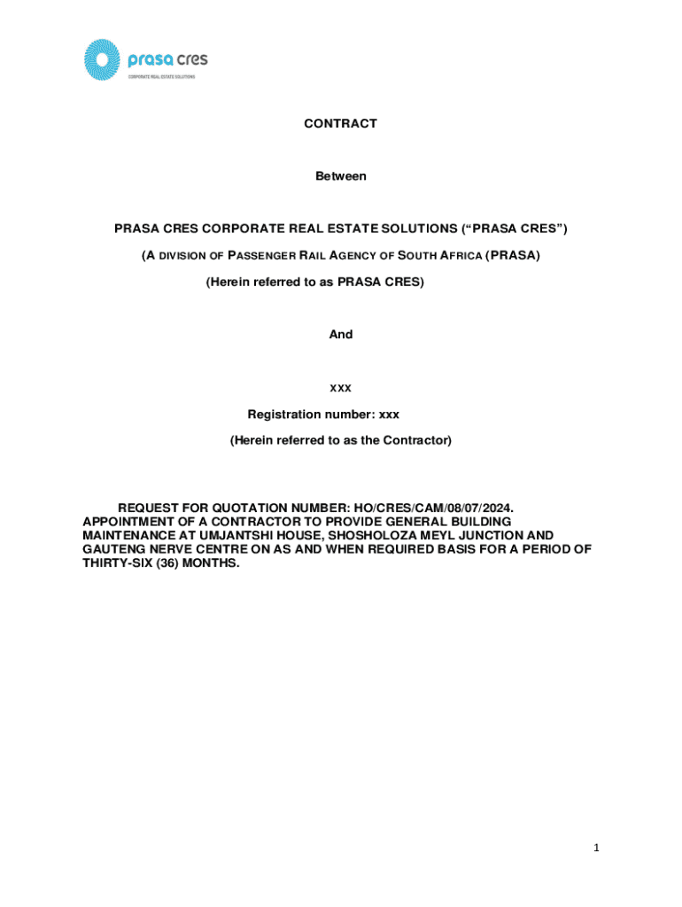 Fillable Online PRASA Corporate Real Estate Solutions (CRES) v ... Fax Email Print - pdfFiller