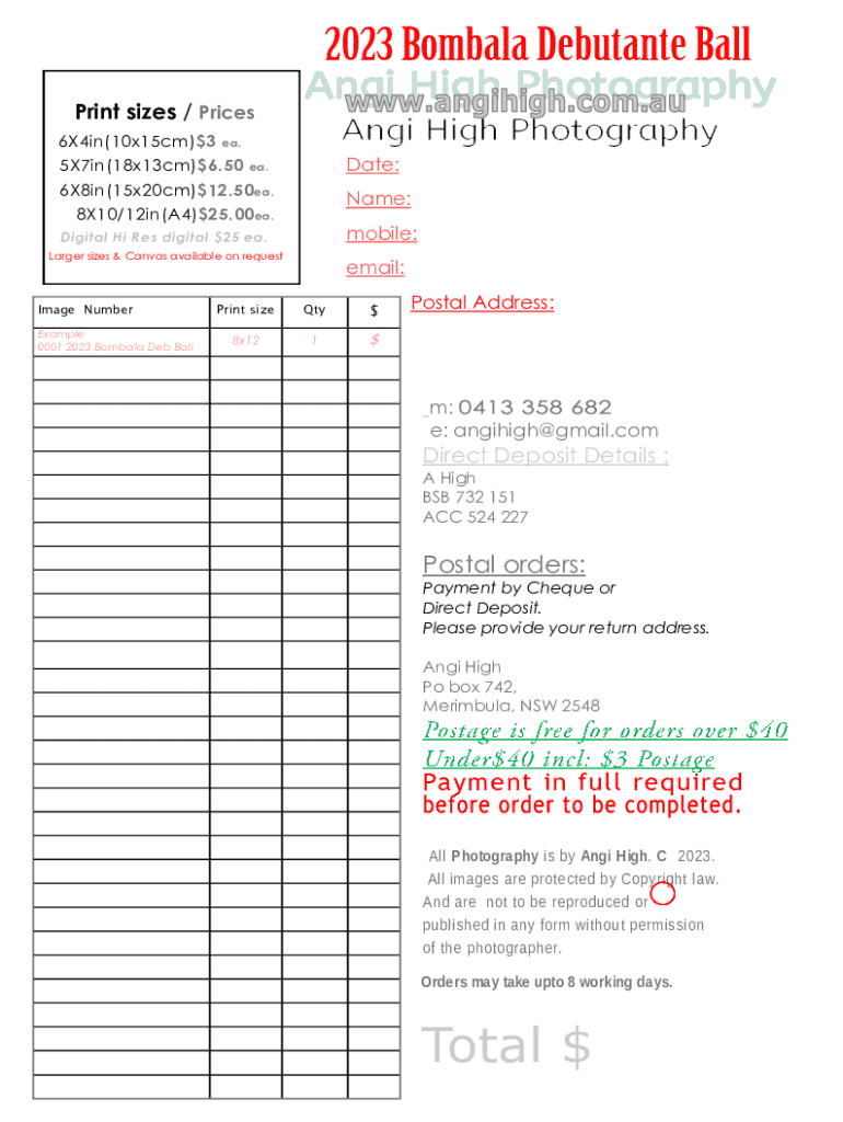 Fillable Online Bombala Deb Ball. Deb Ball Form Fax Email Print - pdfFiller