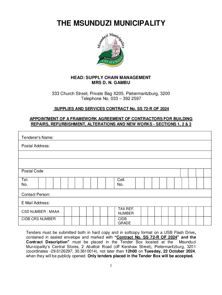 Fillable Online APPOINTMENT OF A FRAMEWORK AGREEMENT OF CONTRACTORS FOR ...