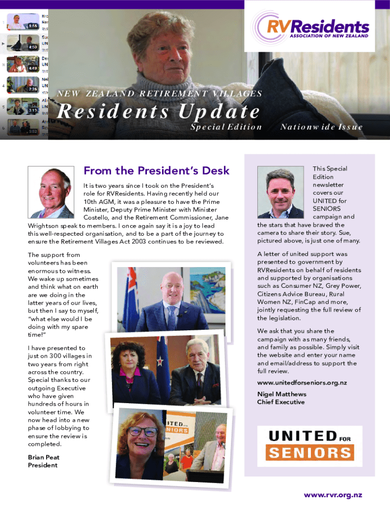 Fillable Online New Zealand Retirement Villages Update 2024: Residents ...