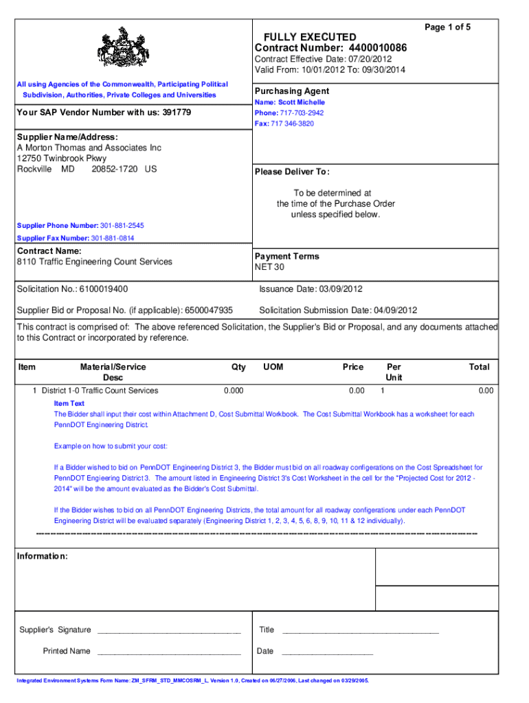 Fillable Online FULLY EXECUTED Contract Number: 4400015030 Fax Email ...