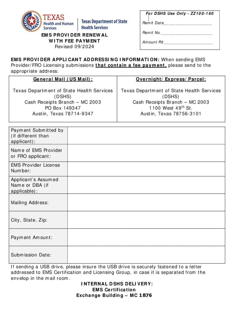 Fillable Online EMS Professional LicensureBureau of Emergency Medical ...