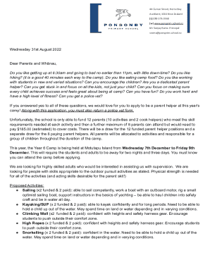 Fillable Online 2022 Parent Helper Application for Year 6 Camp at ...