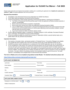 Fillable Online Olsas Fee Waiver Application for Fall 2025 - Lincoln ...