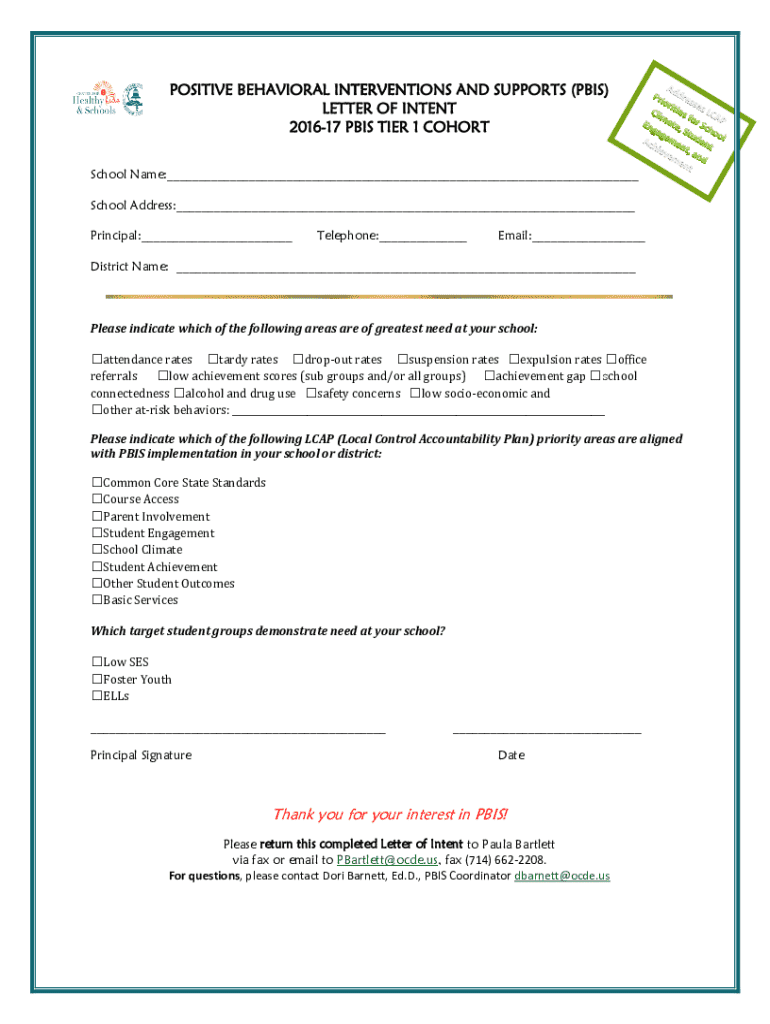 Fillable Online positive behavioral interventions and supports (pbis) letter ... Fax Email Print ...