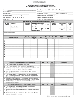 Fillable Online 2024 Fdch Provider Review Form for Child and Adult Care ...