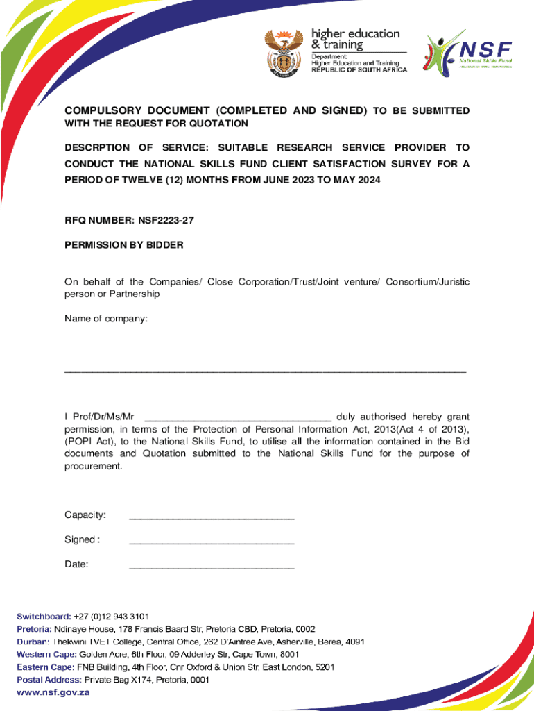 Fillable Online COMPULSORY DOCUMENT (COMPLETED AND SIGNED ... Fax Email Print - pdfFiller