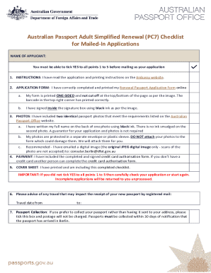 Fillable Online Australian Passport Adult Simplified Renewal Checklist ...