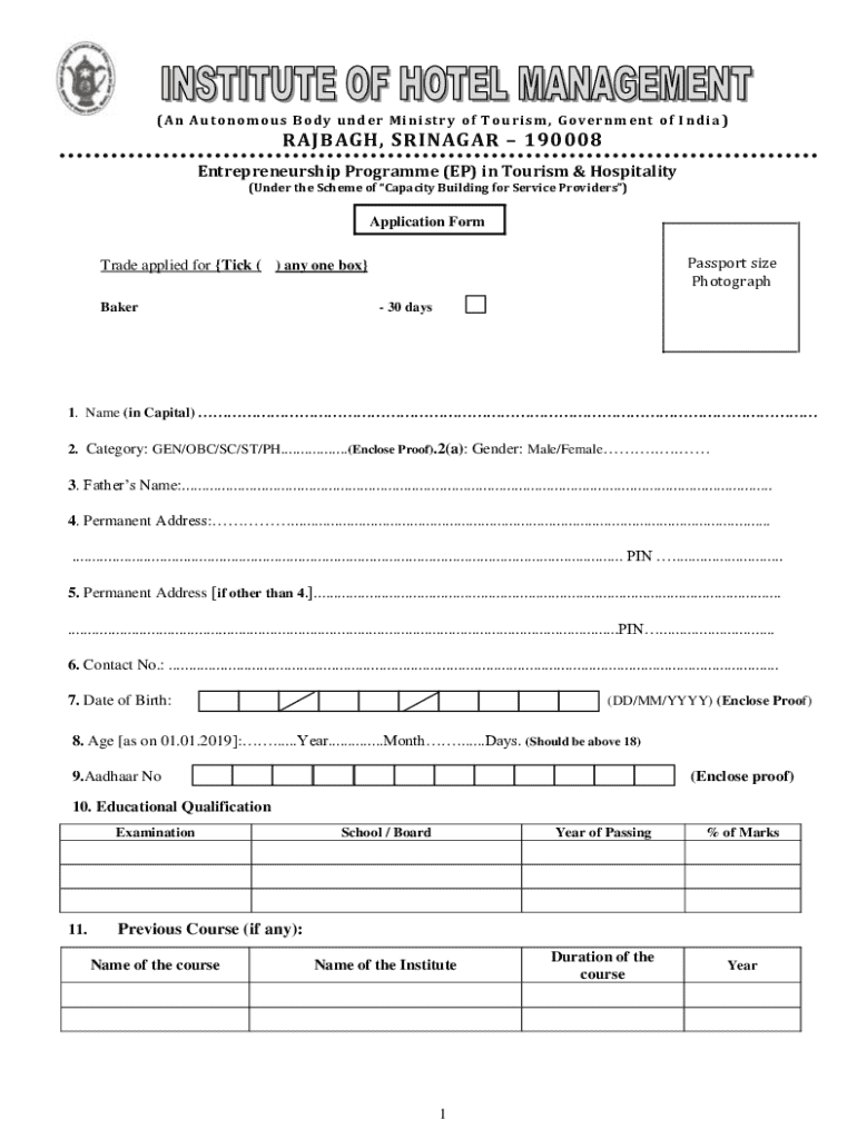 Fillable Online 2023 Entrepreneurship Programme in Tourism ...