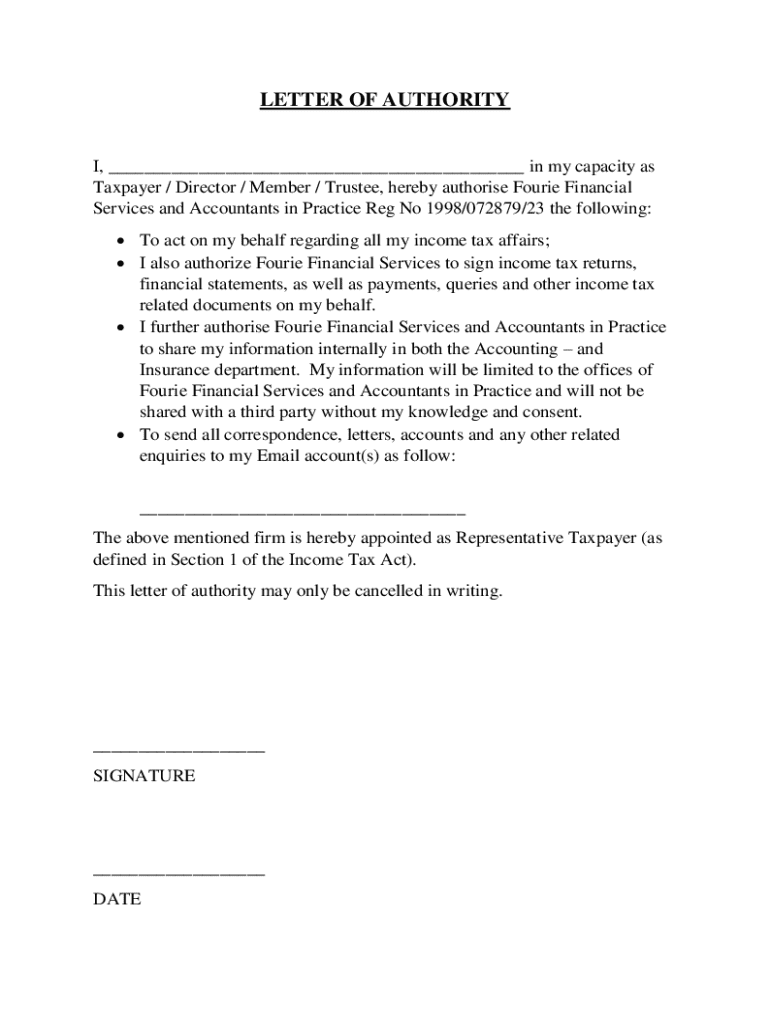 Fillable Online Letter of Authority for Income Tax Representation 2023 ...