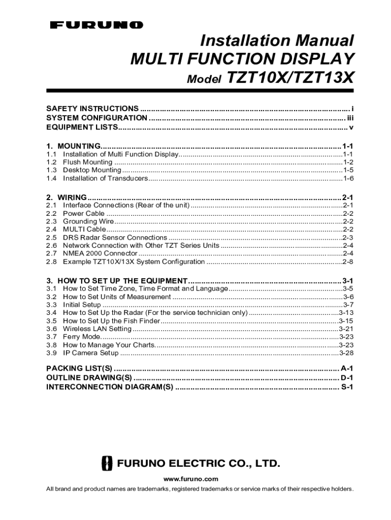 Fillable Online 2024 Installation Manual for Multi Function Display ...