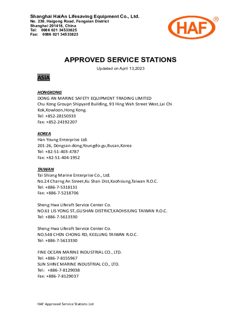 Fillable Online HAF Approved Service Stations List Fax Email Print - pdfFiller