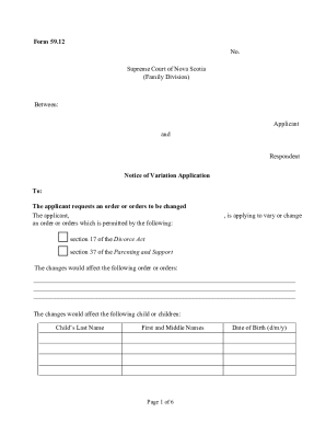 Fillable Online Notice of Variation Application - Supreme Court of Nova ...