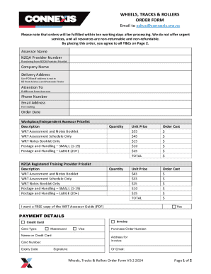 Fillable Online Wheels, Tracks & Rollers Order Form 2024 - Connexis Fax ...