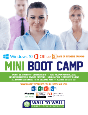 Fillable Online Mini Boot Camp - 5 Days of Intensive Microsoft Training ...