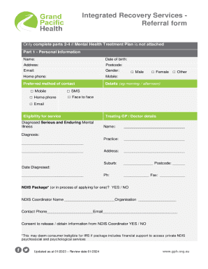 Fillable Online Integrated Recovery Services Referral Form 2023 for ...