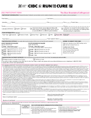 Fillable Online 2021 Canadian Cancer Society Cibc Run for the Cure ...