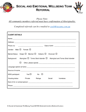 Fillable Online 2023 Social and Emotional Wellbeing Team Referral Form ...