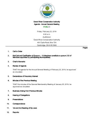Fillable Online Agenda for Grand River Conservation Authority Annual ...