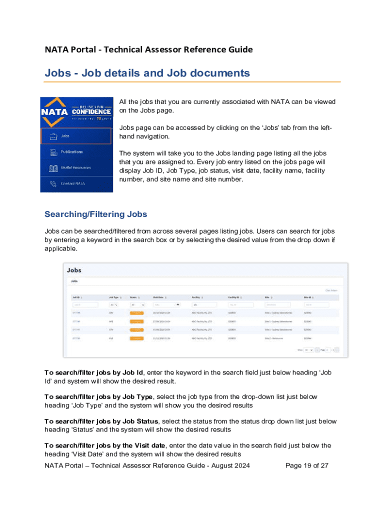 Fillable Online Nata Portal Technical Assessor Guide 2024 - Job Management Fax Email Print ...