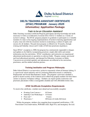 Fillable Online Delta Teaching Assistant Certificate Program - January ...