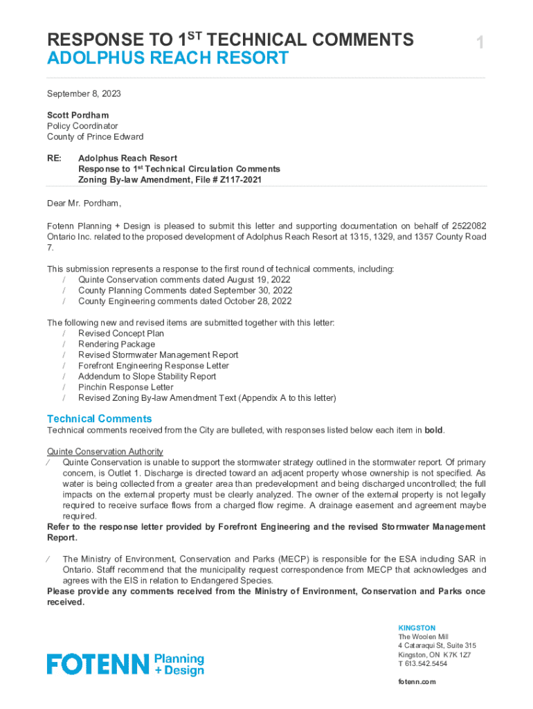 Fillable Online Adolphus Reach Resort Technical Comments Response 2023 ...