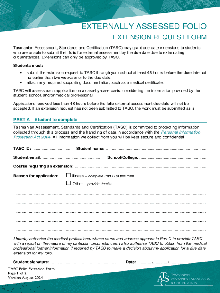 Fillable Online TASC Folio Extension Request Form Fax Email Print - pdfFiller