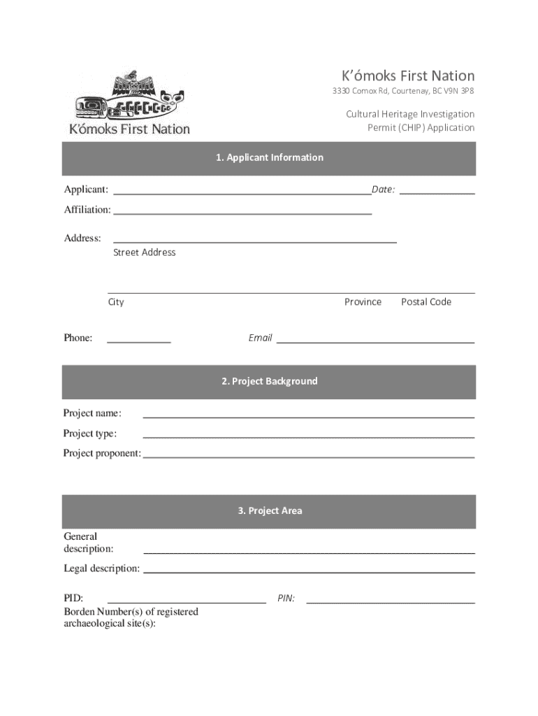 Fillable Online Cultural Heritage Investigation Permit Application 2023 ...