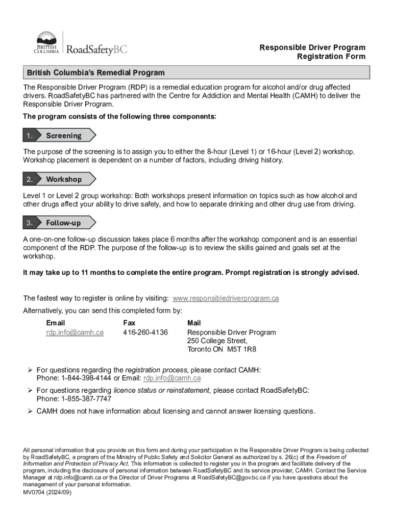 Fillable Online What is the Responsible Driving Program in BC? Fax ...