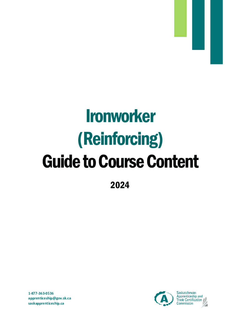 Fillable Online Ironworker (reinforcing) Course Guide 2024 - Training ...