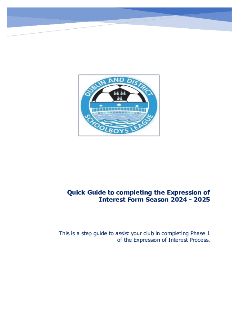 Fillable Online Quick Guide to completing the Expression of Interest ...