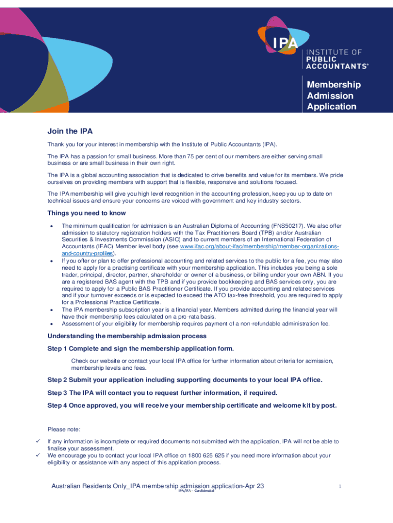 Fillable Online Ipa Membership Admission Application 2023 - Join the Institute of Public ...