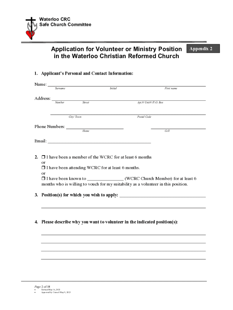 Fillable Online Wcrc Safe Church Policy 2023: Guidelines and Procedures ...