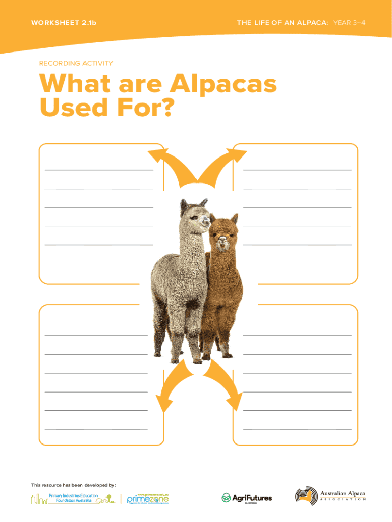 Fillable Online the Life of an Alpaca: Comprehensive Teacher Guide for ...