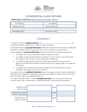 Fillable Online Confidential Client Record for Support Services 2023 ...