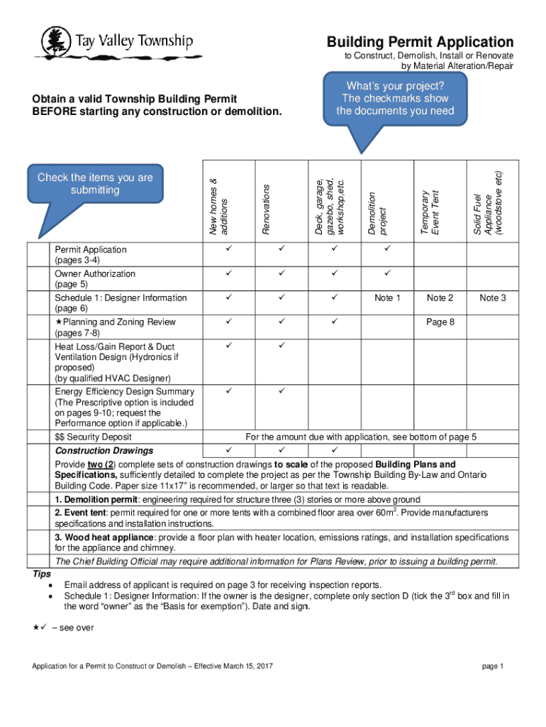 Fillable Online Application for a Building Permit to Construct or ...
