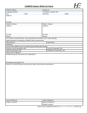 Fillable Online Camhs Liaison Referral Form 2023 - Comprehensive Mental ...