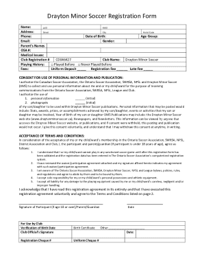 Fillable Online Drayton Minor Soccer Registration Form 2023 - Join Now ...