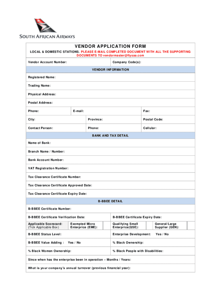 Fillable Online Vendor Application Form for Local & Domestic Stations 2023 Fax Email Print ...