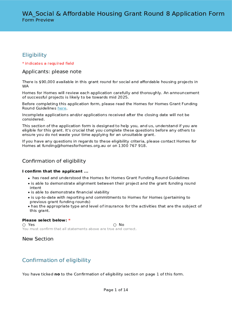 Fillable Online Wa Social and Affordable Housing Grant Application 2025 ...