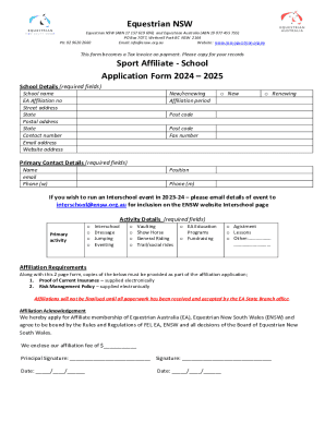 Fillable Online Equestrian Nsw School Application Form 2024 - Join or Renew Today Fax Email ...